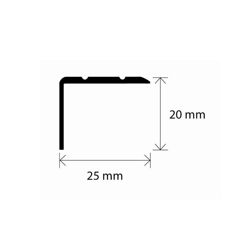 PROFIL DE TREAPTA DIN ALUMINIU, 25 X 20 MM, CIRES, 100 CM