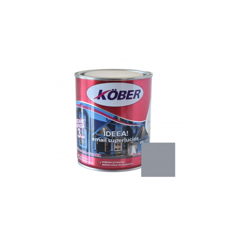 VOPSEA ALCHIDICA PENTRU LEMN / METAL, KOBER IDEEA, INTERIOR / EXTERIOR, GRI DESCHIS, 0,75 L