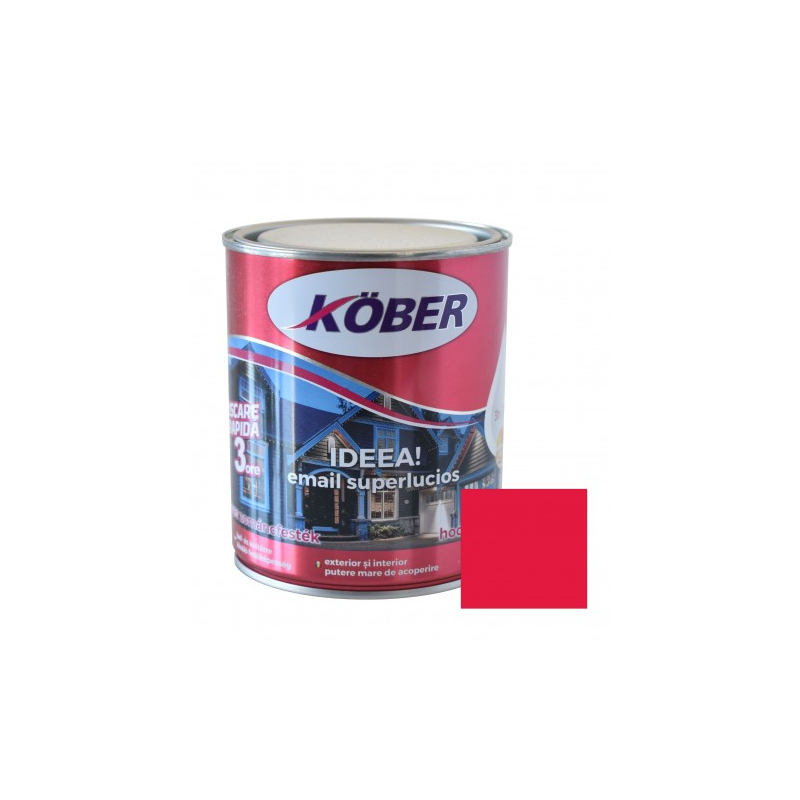 VOPSEA ALCHIDICA PENTRU LEMN / METAL, KOBER IDEEA, INTERIOR / EXTERIOR, ROSU, 0,75 L