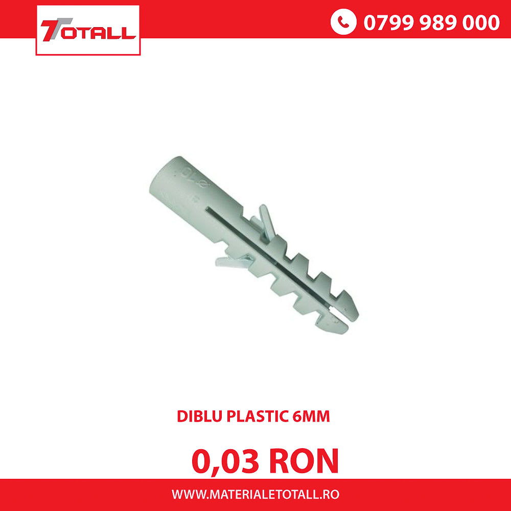DIBLU PLASTIC 6MM | Preț 0,03 RON | Livrare din stoc | MaterialeTotall.ro
